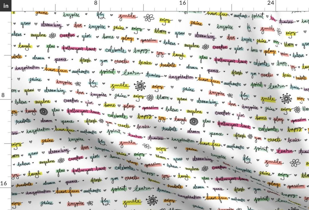 Inspirational Words Fabric - Doodley Doo -I Feel Happy by ...