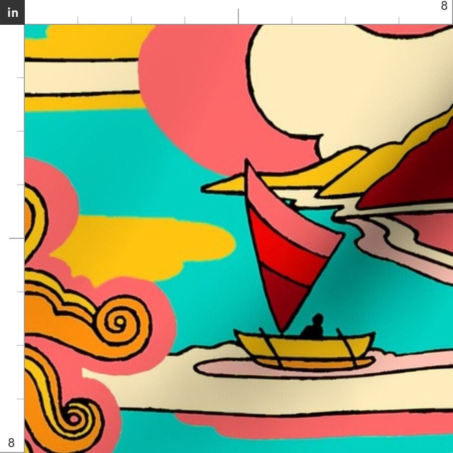 Volcano Fabric Peles Majesty by Muhlenkott Hawaiian | Etsy