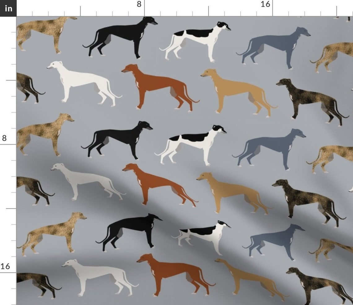 Greyhound Dog Fabric Greyhounds Fabric Larger Version by | Etsy