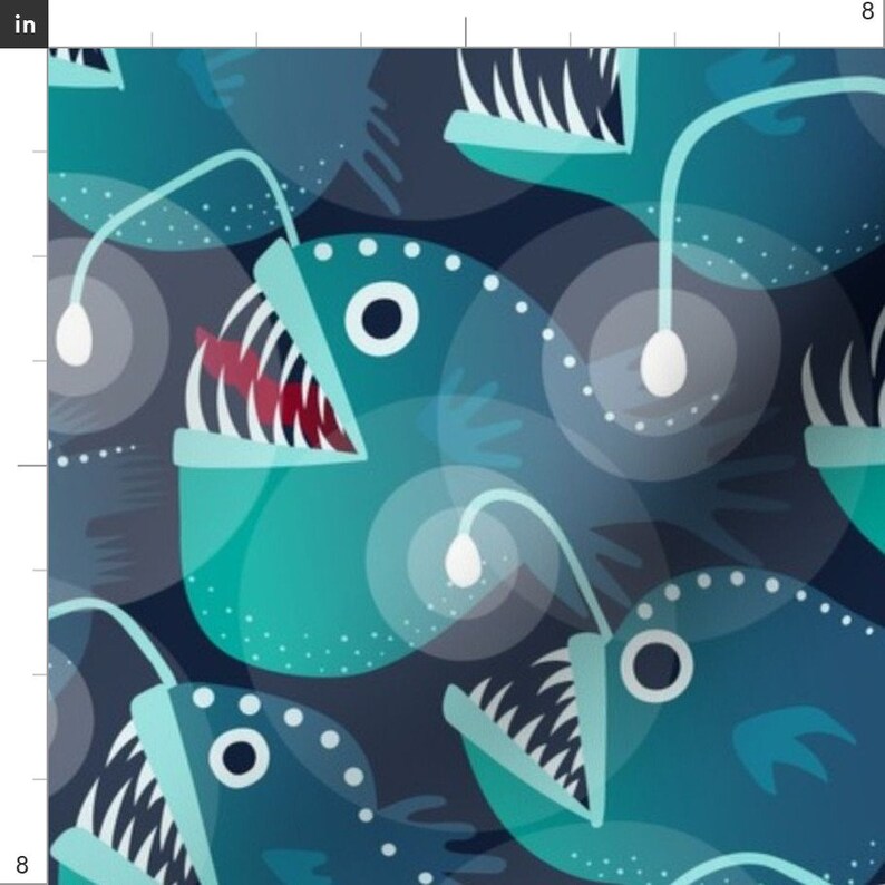 Angler Fish Fabric Bioluminescent Biters by Nanshizzle | Etsy