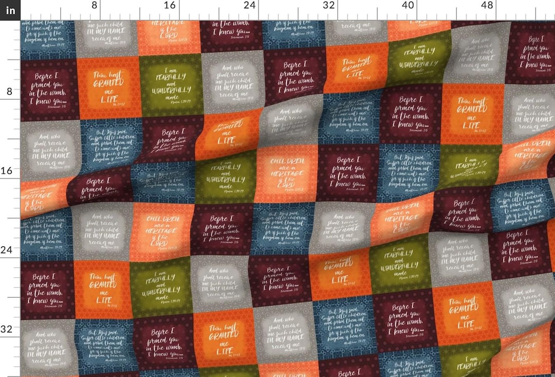 Bible Verse Extra Wide Sateen Fabric Wholecloth Cheater Quilt Baby ...