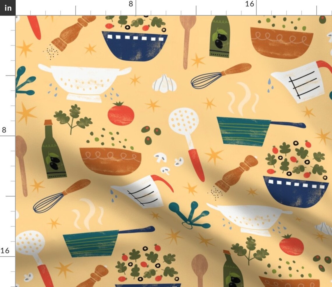 Cooking Fabric Lets Cook by Designs by Lisa K Kitchen - Etsy