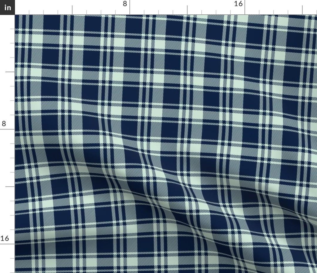 Blue Plaid Fabric Fall Plaid Dark Blue and Mint by Littlearrowdesign ...