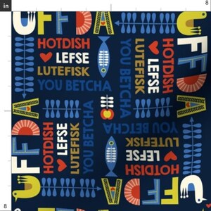 Norwegian Fabric Uffda Navy by Teresamagnuson Lefse Lutefish Hotdish ...