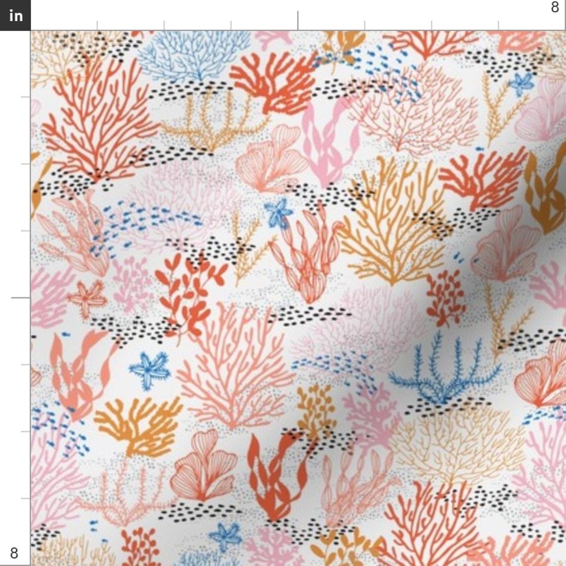 Pink Coral Reef Nautical Fabric Coral Reef by Shelbyallison - Etsy
