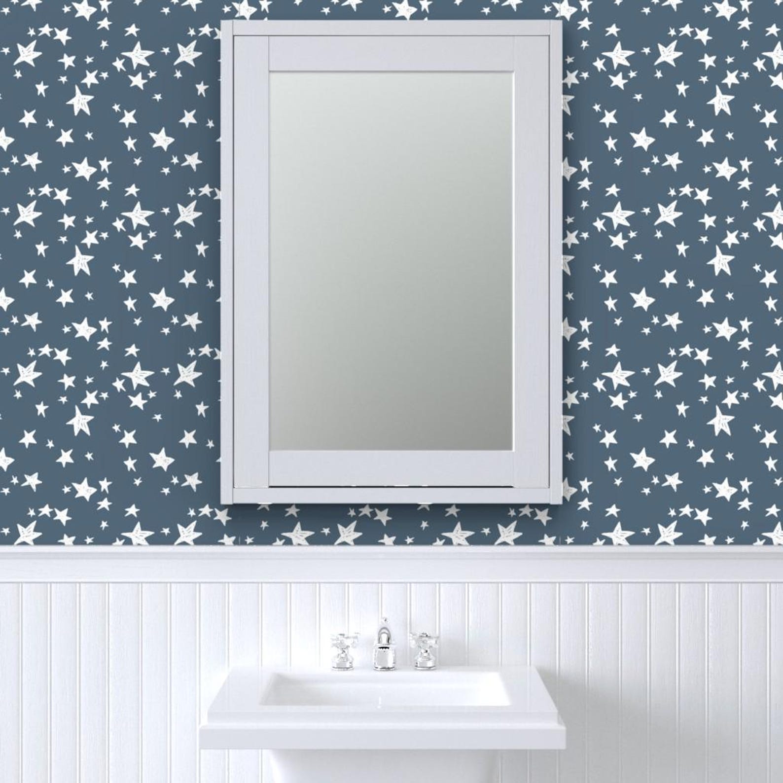Star Wallpaper - Stars Blue Grey Star by Andrea Lauren - Nursery Mod ...