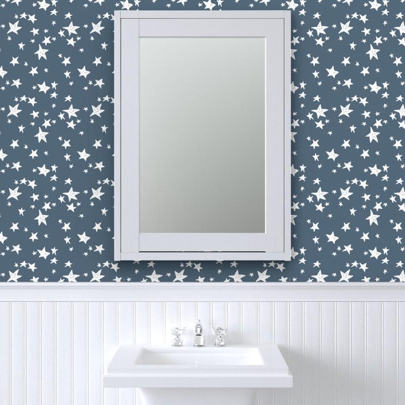 Star Wallpaper - Stars Blue Grey Star by Andrea Lauren - Nursery Mod ...
