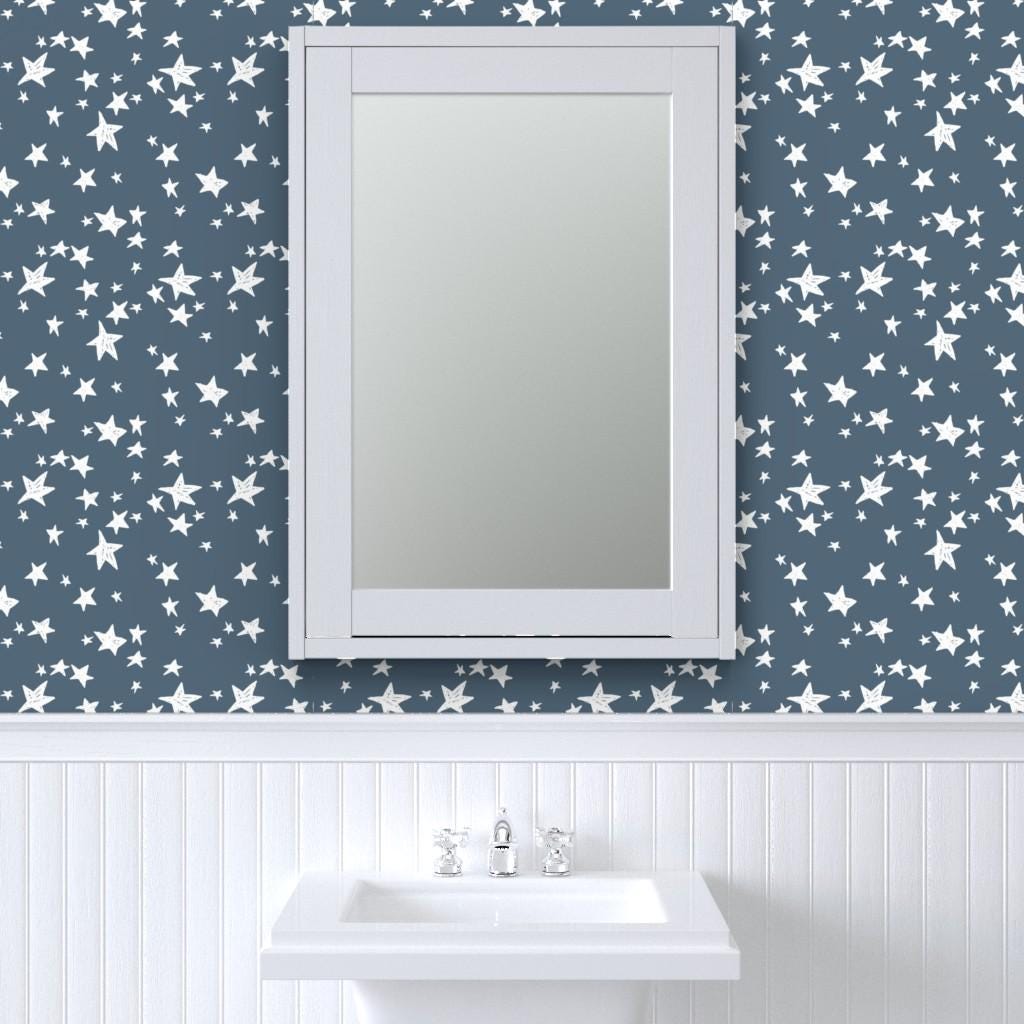 Star Wallpaper - Stars Blue Grey Star by Andrea Lauren - Nursery Mod ...