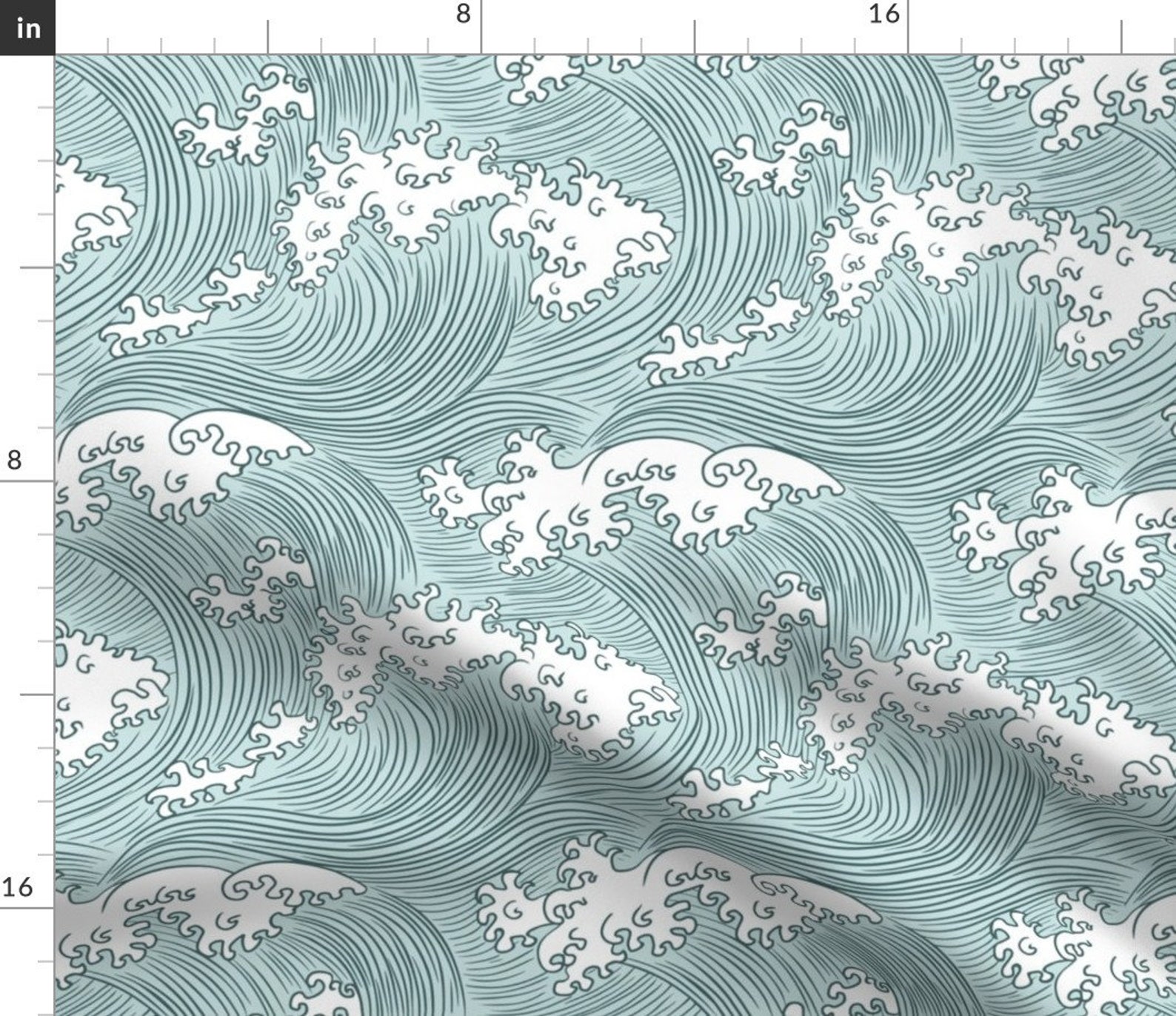 Blue Waves Ocean Nautical Fabric Japanese Waves by Sveta Aho - Etsy