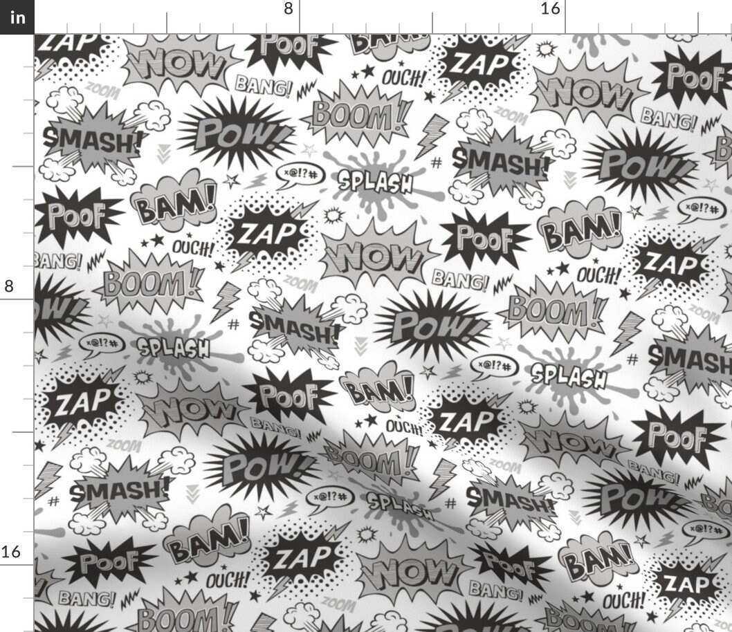 Superheroes Fabric Superhero Comic Pop Art Speech Bubbles | Etsy