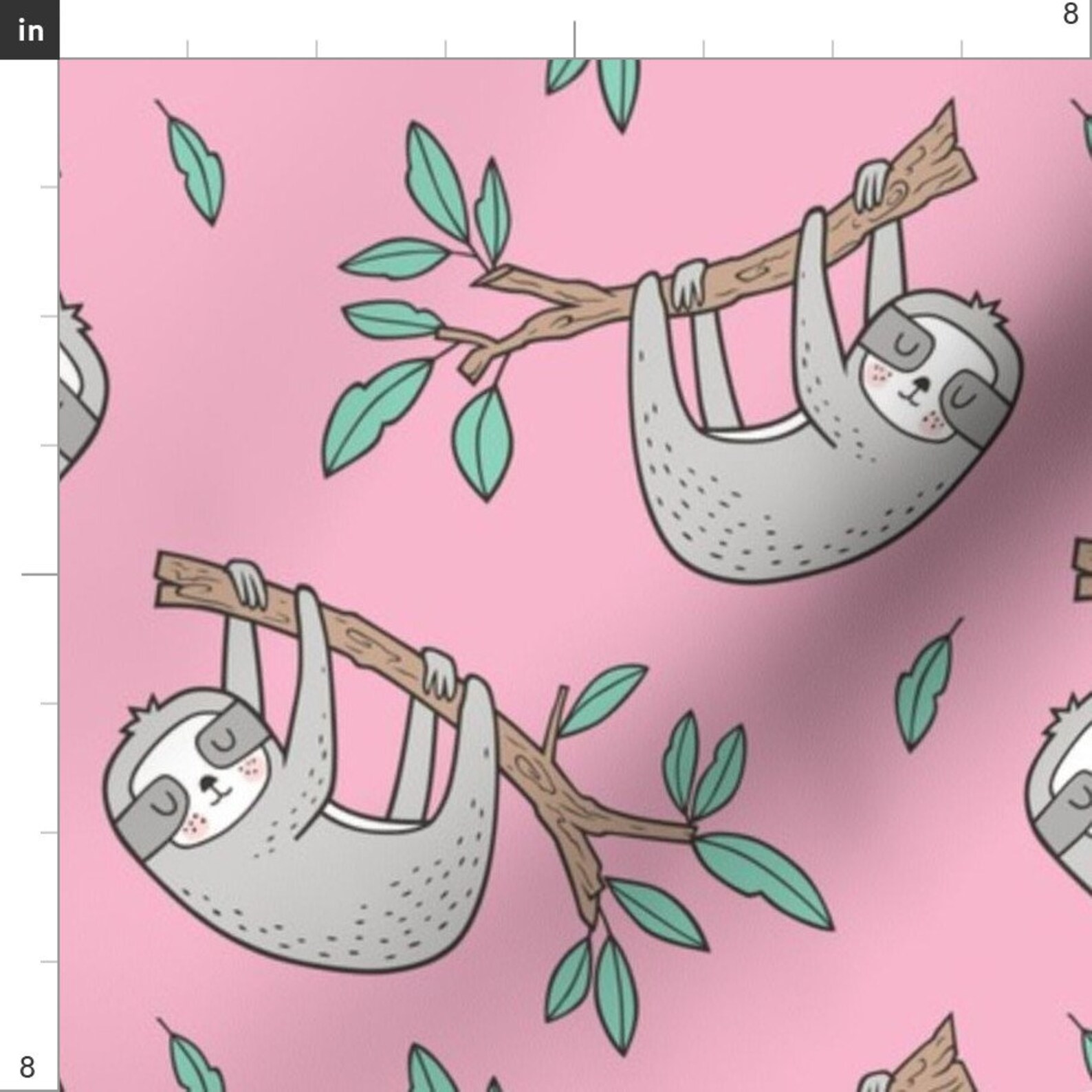 Sloths on Pink Fabric Sloth Sloths on Tree Branch With - Etsy