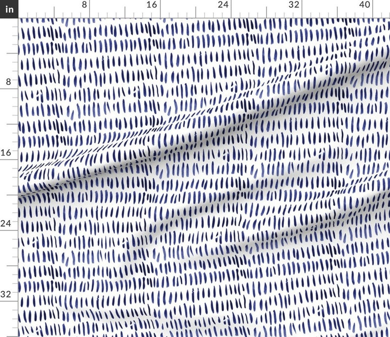 Indigo Watercolor Small Stripe Tic Fabric Indigo Inky Lines - Etsy