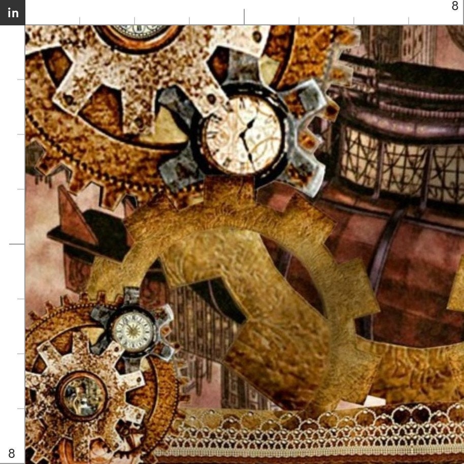 Steampunk Collage Fabric Come Fly With Me Steampunk Collage - Etsy