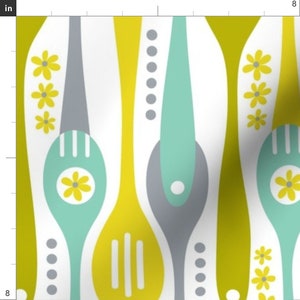 Spoons Fabric Kitchenette Retro Spoons Tea Towel by Heatherdutton ...