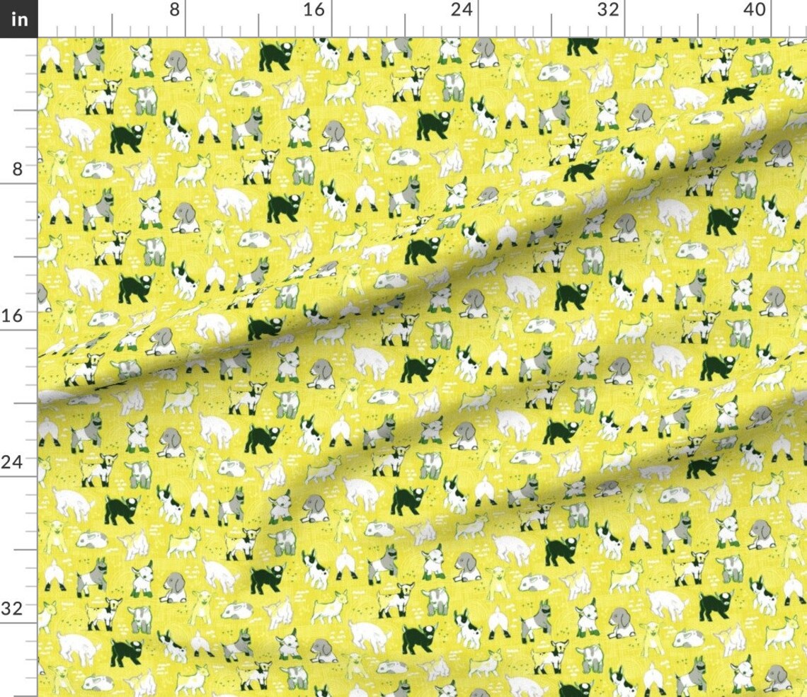 Goat Fabric Baby Goats by Friztin Yellow Modern Baby Goat - Etsy