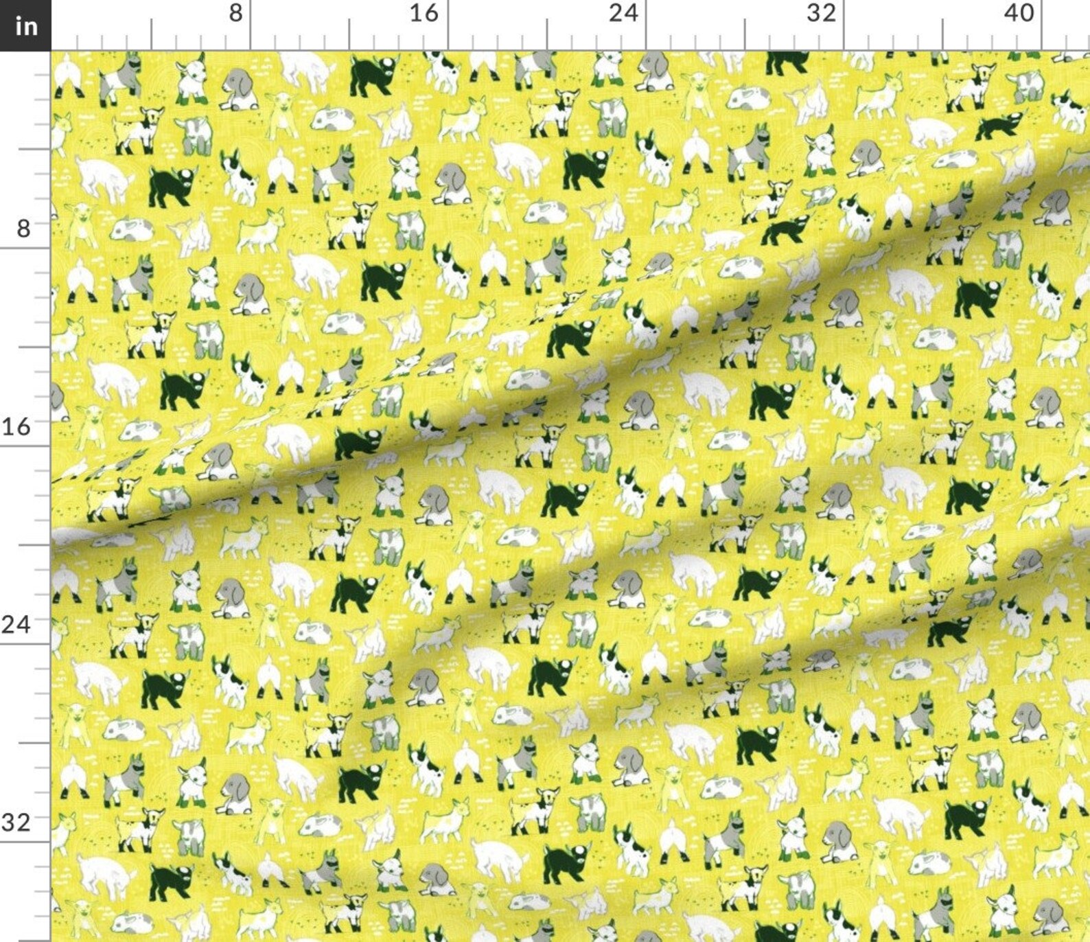 Goat Fabric Baby Goats by Friztin Yellow Modern Baby Goat - Etsy