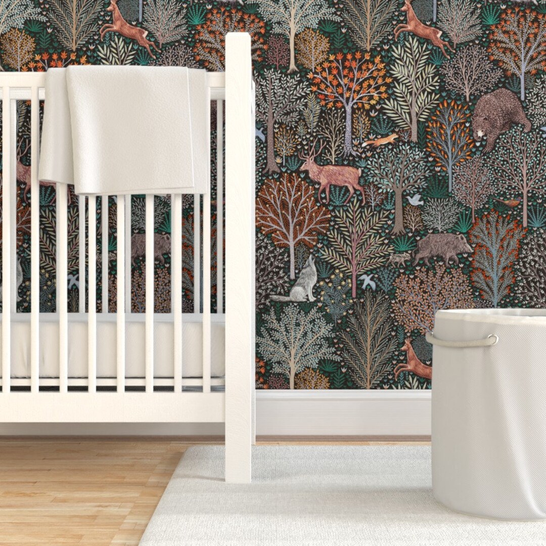 Rustic Wallpaper - Forest Animals by Rebecca_reck_art - Woodland ...