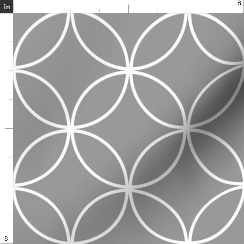 Circle Lock Fabric Modern Cottage Circle Lock White Grey by - Etsy