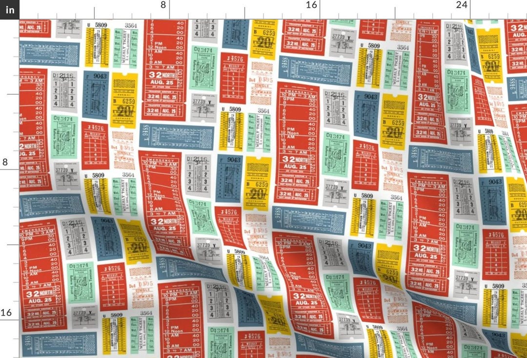 Ticket Fabric - Ticket to Ride Vintage Ephemera Bus Train Subway ...