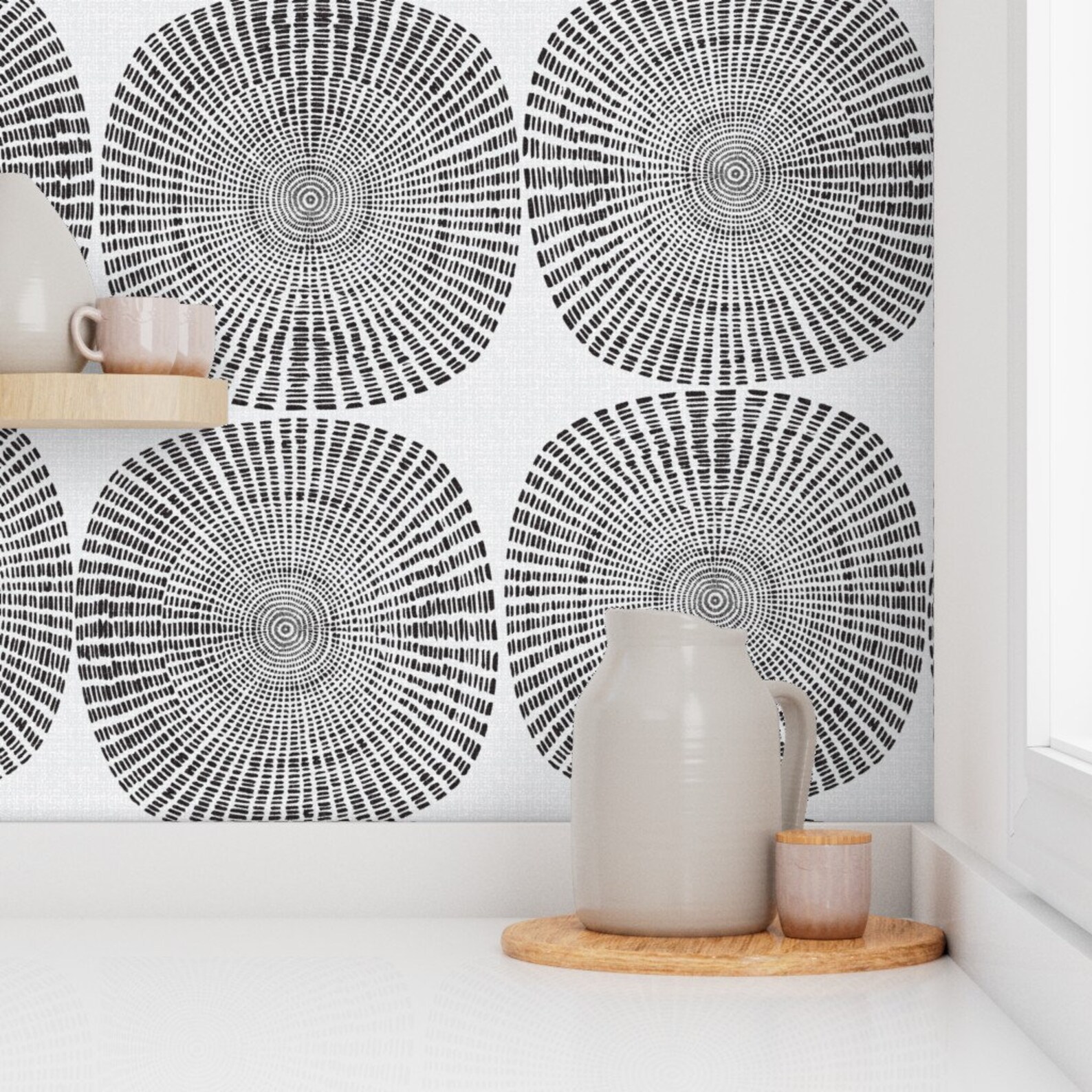 Mid Century Modern Geometric Wallpaper Wholly by Fleabat - Etsy