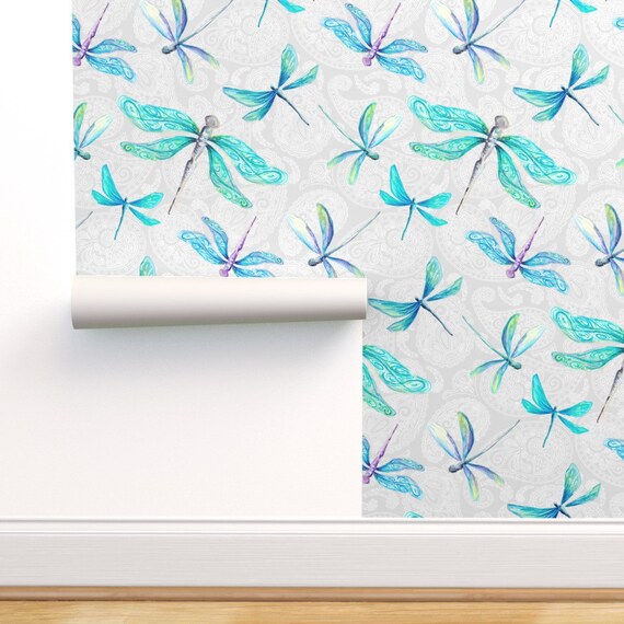 Dragonfly Wallpaper Dragonflies On Paisley Medium By | Etsy