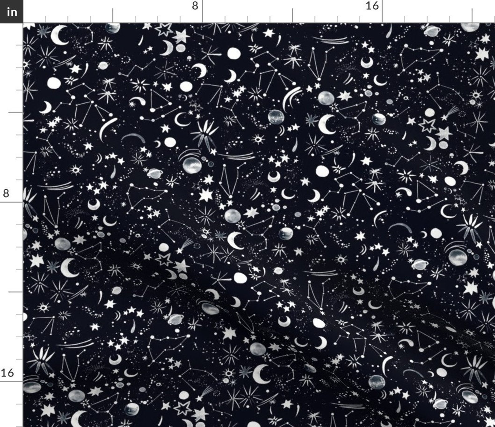 Stars Fabric Constellations by Ninola-design Black - Etsy