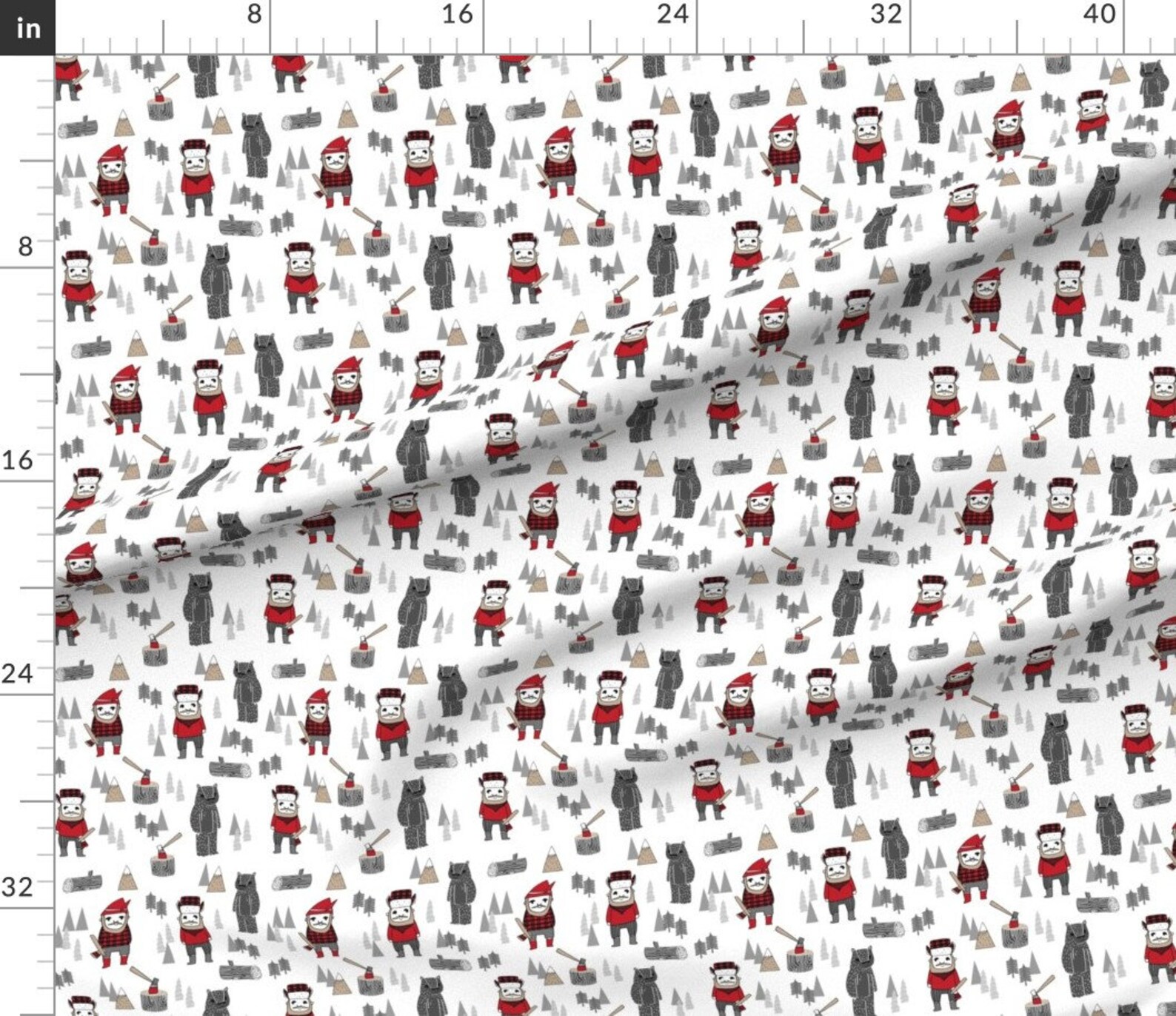 Lumberjack Fabric Lumberjack Woodcutter Woodland Forest Fall - Etsy