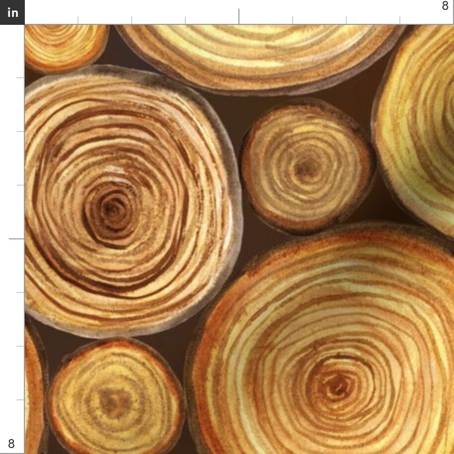 Woodland Log Fabric Logs by Svetlana Prikhnenko Watercolor - Etsy