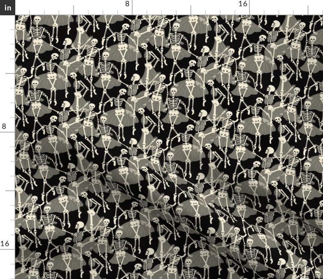 Dancing Skeletons Fabric the Skeletons Dance by Mag-o skeletons Bones ...