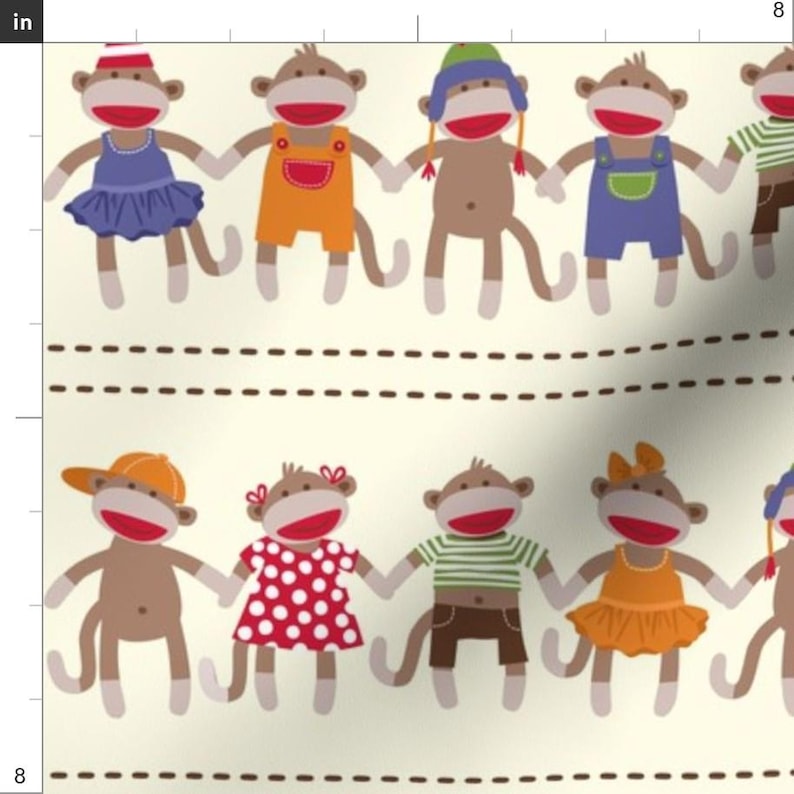 Sock Monkey Fabric - Sock Monkey Manners Stripe by Bzbdesigner - Kids ...