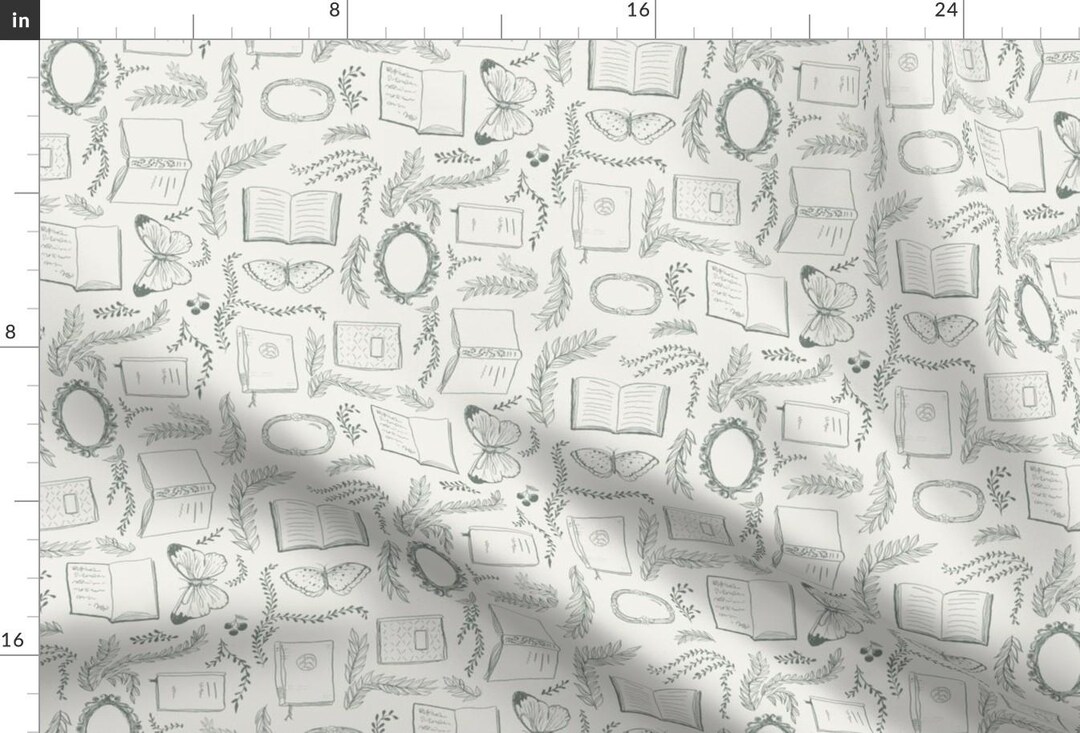 Line Art Fabric - for the Love of Literature by Thestorysmith - Hand ...