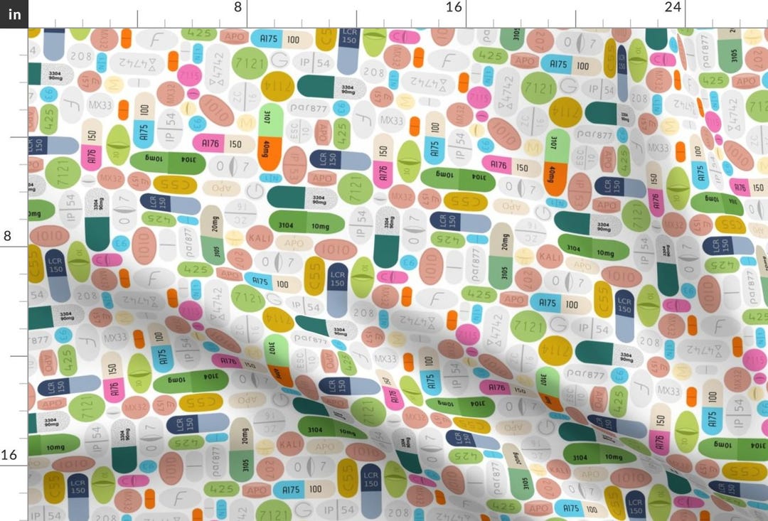 Pills Fabric - Ssri on White by Thirdhalfstudios - Pills Medicine ...