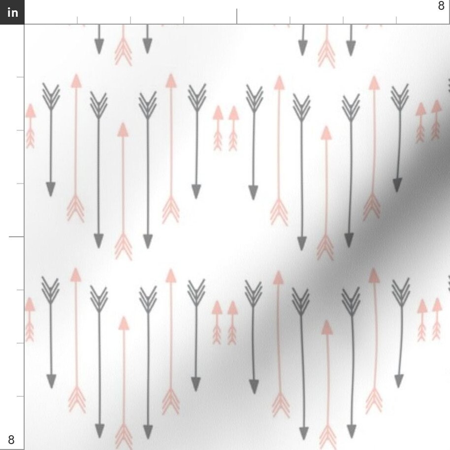Pink Gray Fabric Blush Grey Heart Arrows by Modfox | Etsy