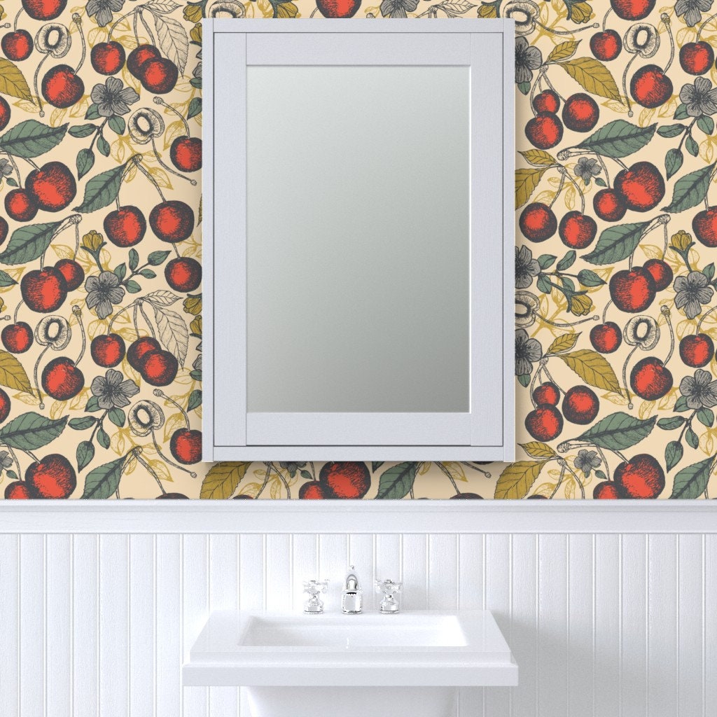 Vintage Style Cherry Wallpaper Cherry Flavor by Latoblab - Etsy