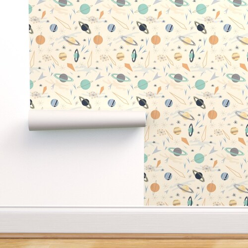 Mid Century Modern Wallpaper Atomic Age Solar System by | Etsy