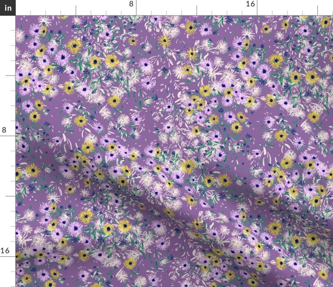 Aster Purple Floral Fabric Vintage Asters Meadow amethyst Purple 12 by ...