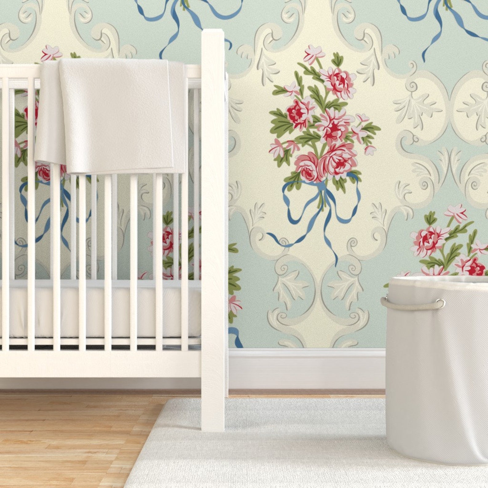 Rococo Wallpaper French Victorian Bows by Trinetollefsen - Etsy