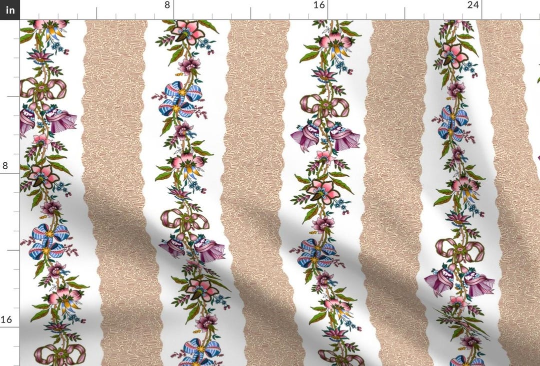 Rococo Stripe Fabric - Rococo Ribbon Floral by Bonnie_phantasm ...