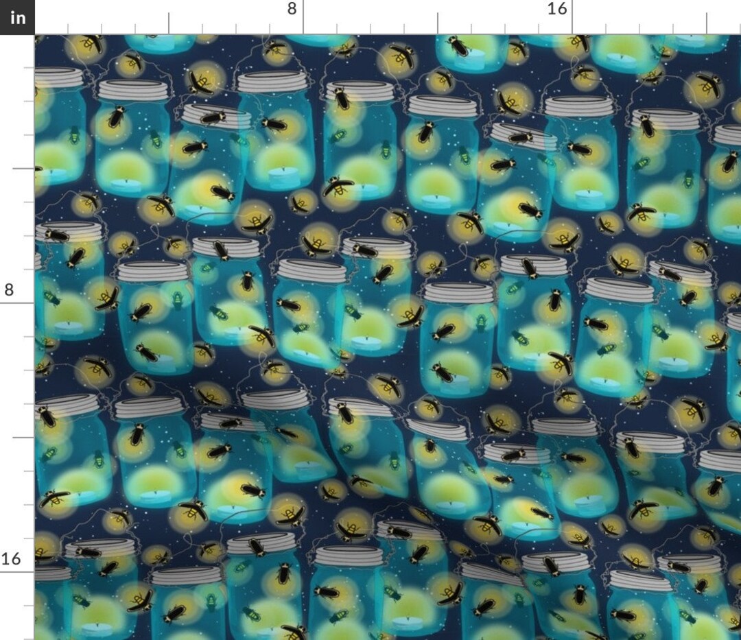 Firefly Fabric Fireflies of the Mason Jar by Thirdhalfstudios Summer ...