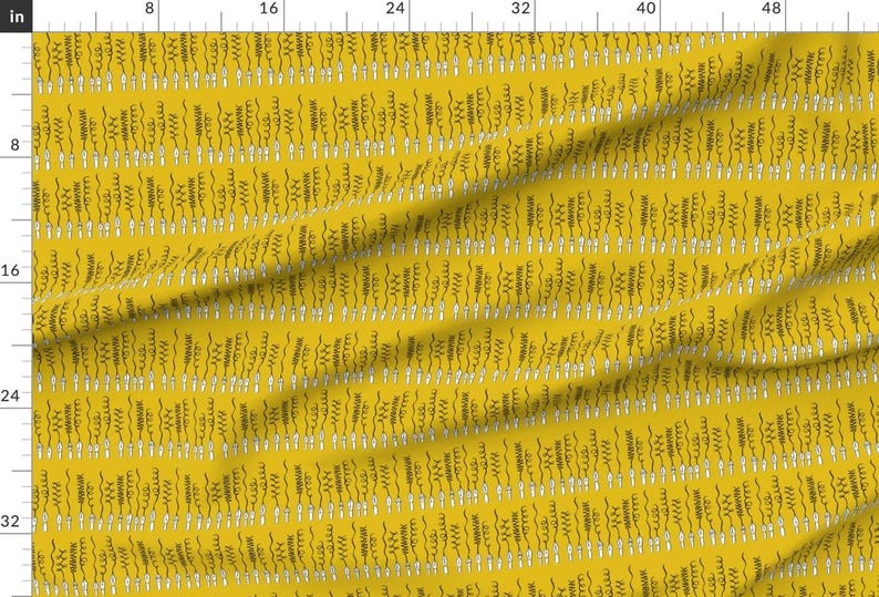 Calligraphy Fabric - Writing Nibs - Mustard by Kristinnohe - Mustard ...