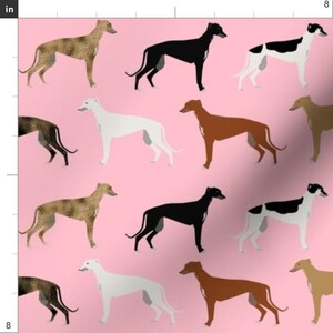 Pink Dog Fabric Greyhound Pink Dogs Rescue Print Brindle Greyhounds Dog ...