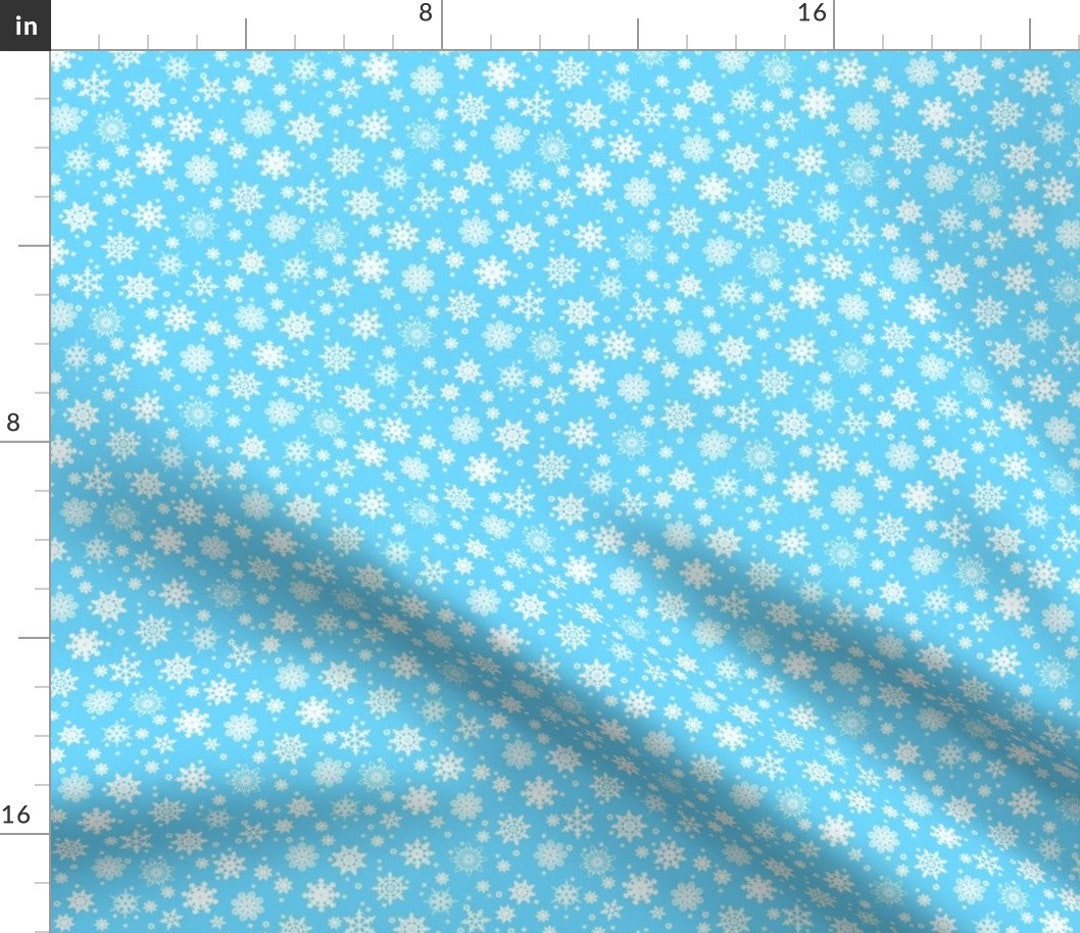 Blue Snowflakes Fabric Snowflake Ditsy by Jadegordon Blue - Etsy
