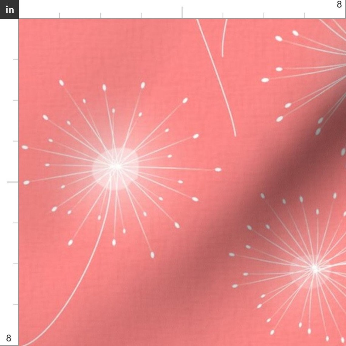 Dandelion Clocks Fabric Retro Pink Dandelion Clocks by - Etsy