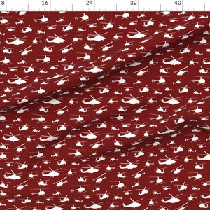 Helicopter Fabric Helicopter Silhouettes Red by Thin Line Textiles ...