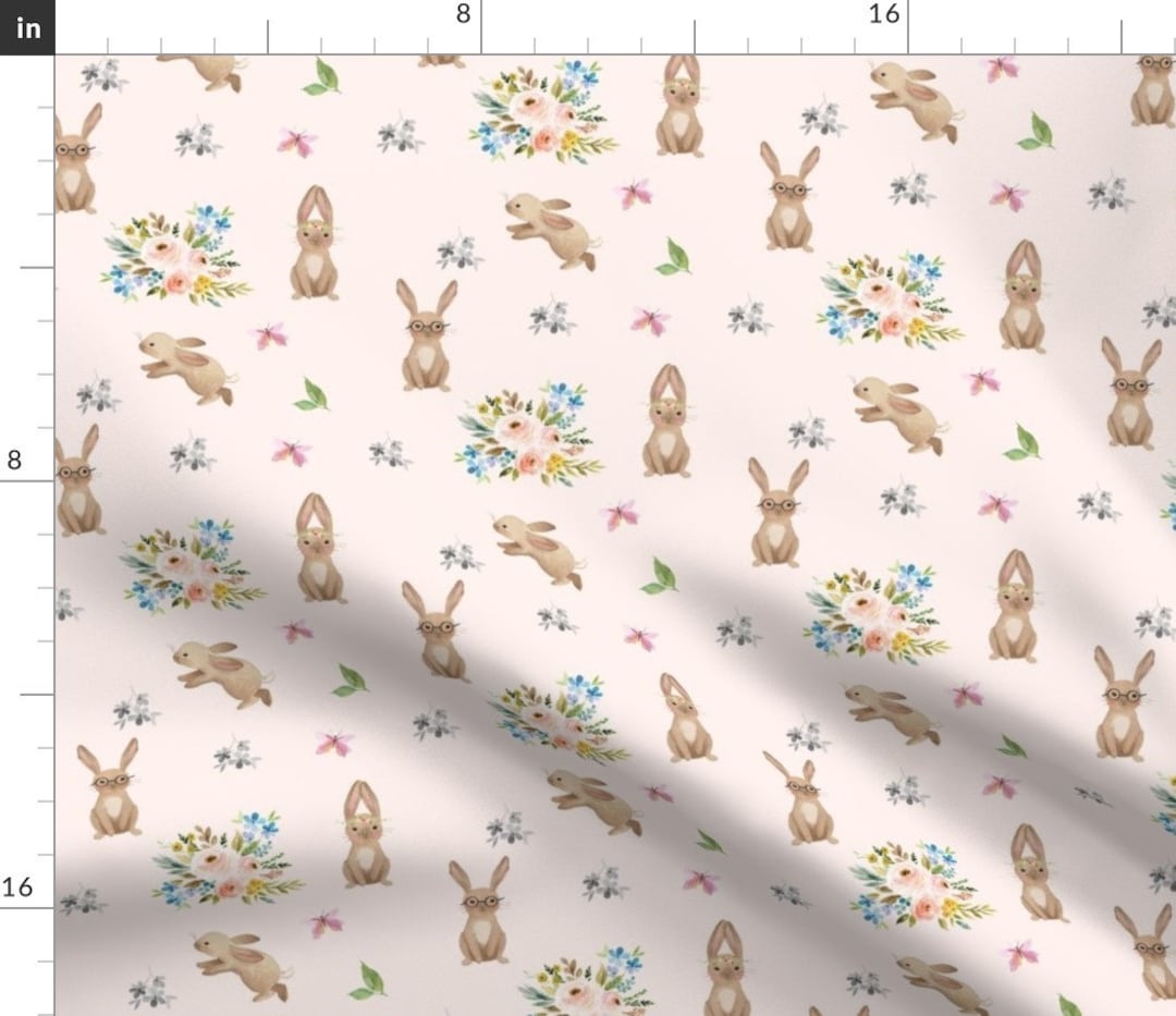 Spring Bunnies Fabric Spring Time Fun Bunnies / Pink by - Etsy