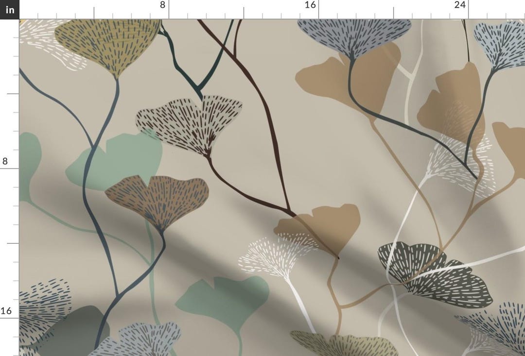 Neutral Calm Ginkgo Fabric - Ginkgo Leaves by Design_dannick - Boho ...