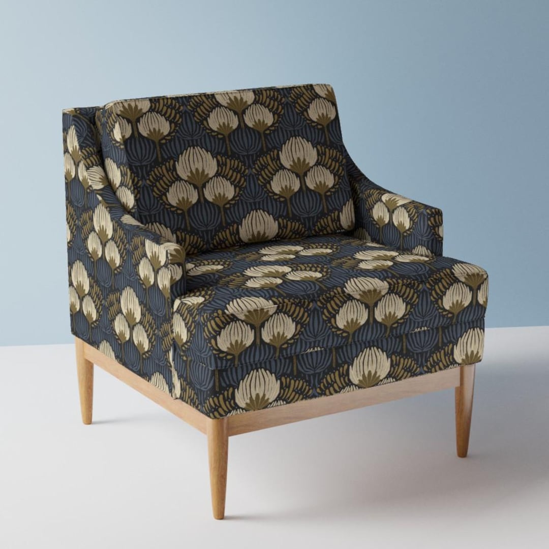 Art Deco Upholstery Fabric- 1920s Luxe Floral by Nancy_bradham - Cream ...