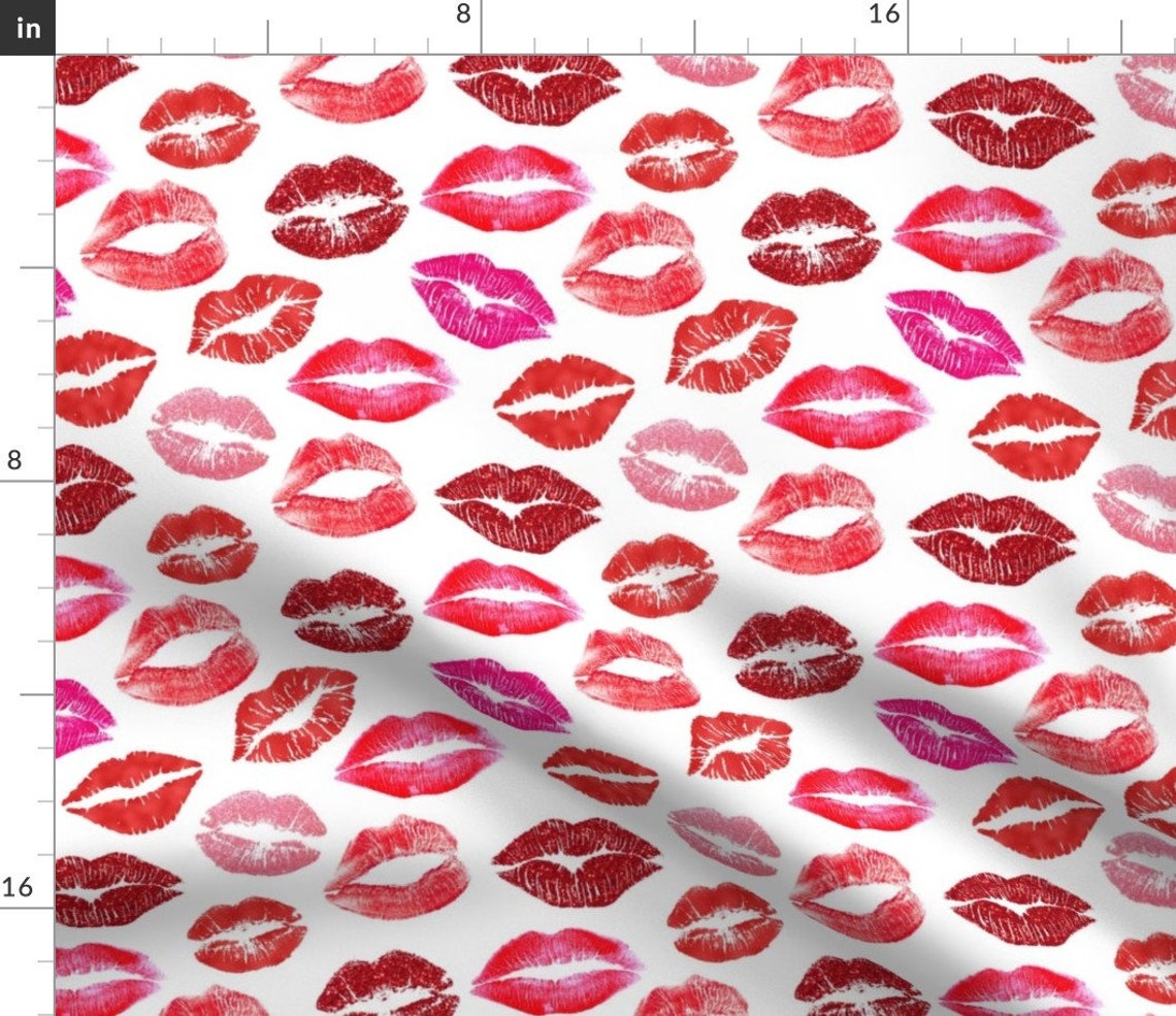 Lipstick Kisses Fabric Lips Kiss Glitter Matte Red Pink By | Etsy