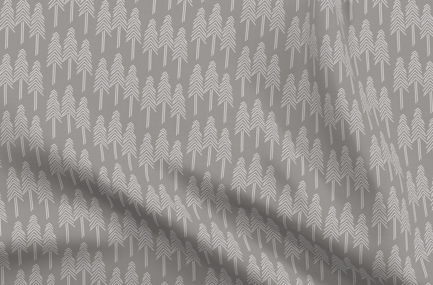 Woodland Fabric Forest Pine Trees Grey/White By Patricia | Etsy