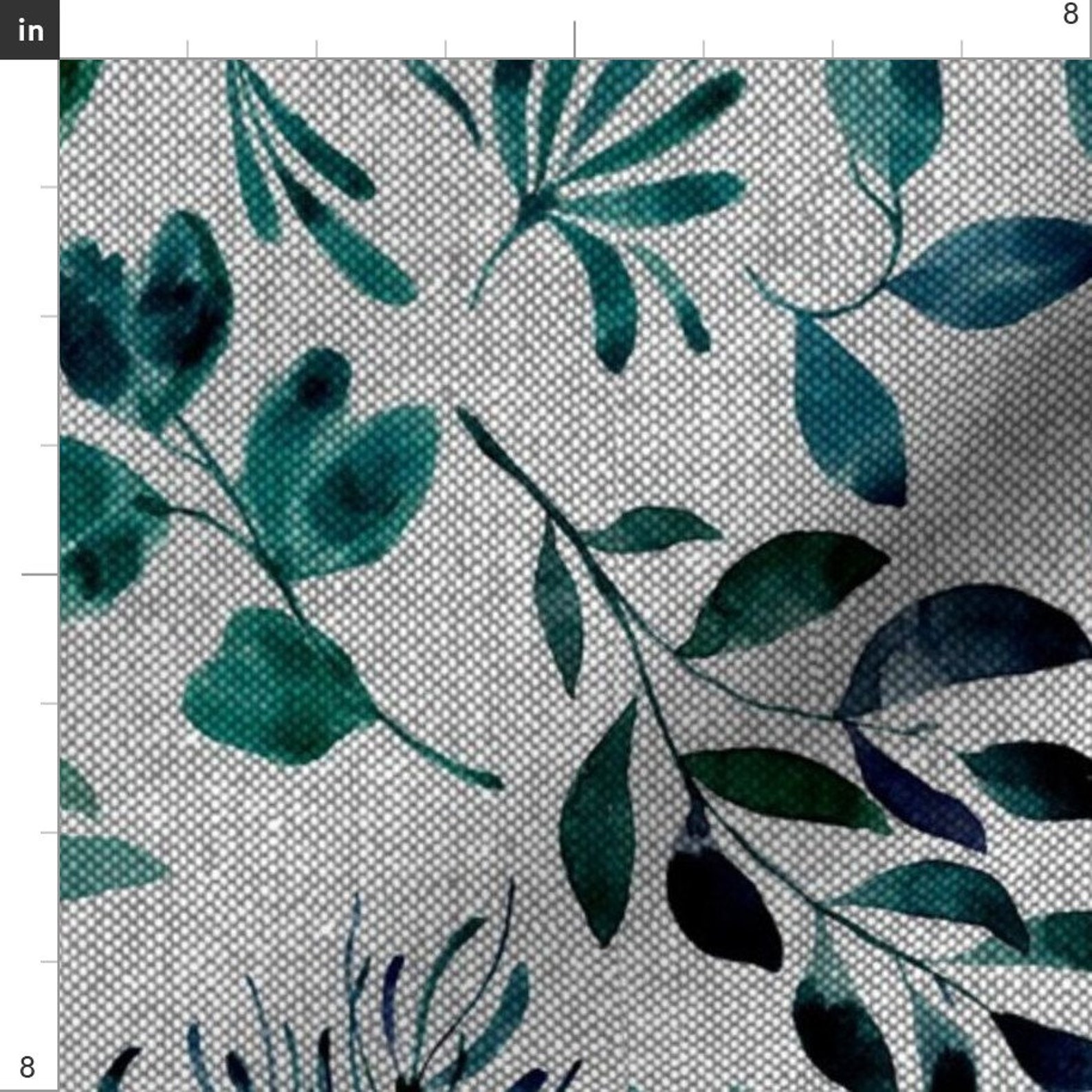 Teal Fabric Full Texture Teal Leaves Nature Botanical Home - Etsy